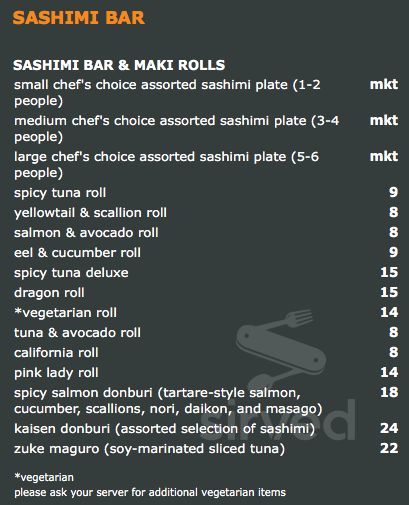 Slurping Turtle menu in Columbus, Ohio, USA