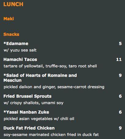 Slurping Turtle menu in Columbus, Ohio, USA