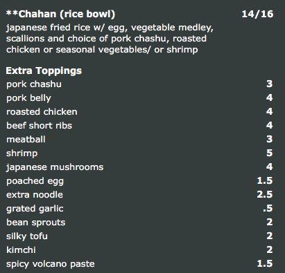 Slurping Turtle menu in Columbus, Ohio, USA