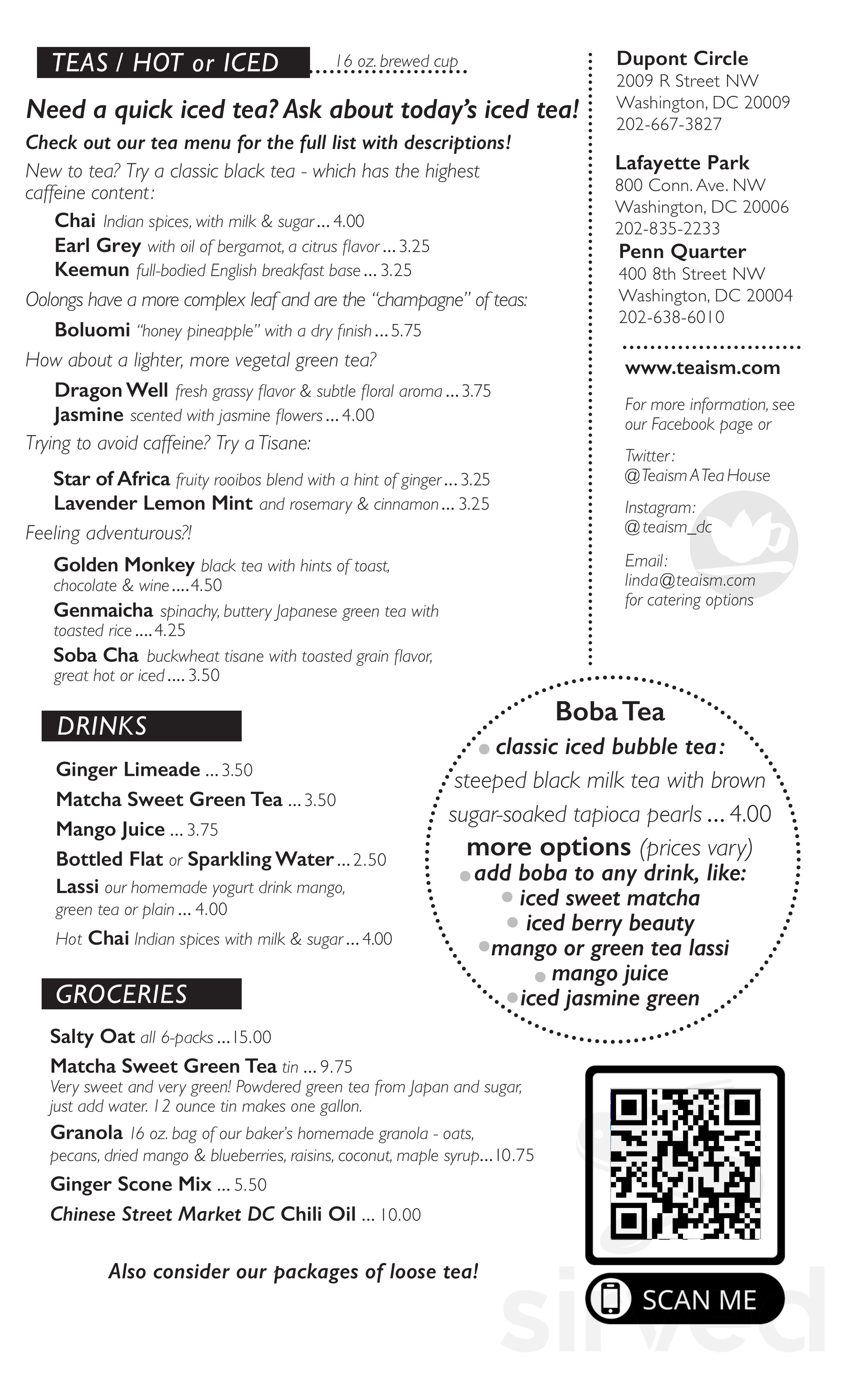Teaism Dupont Circle menus in 2009 R St NW, Washington, United States
