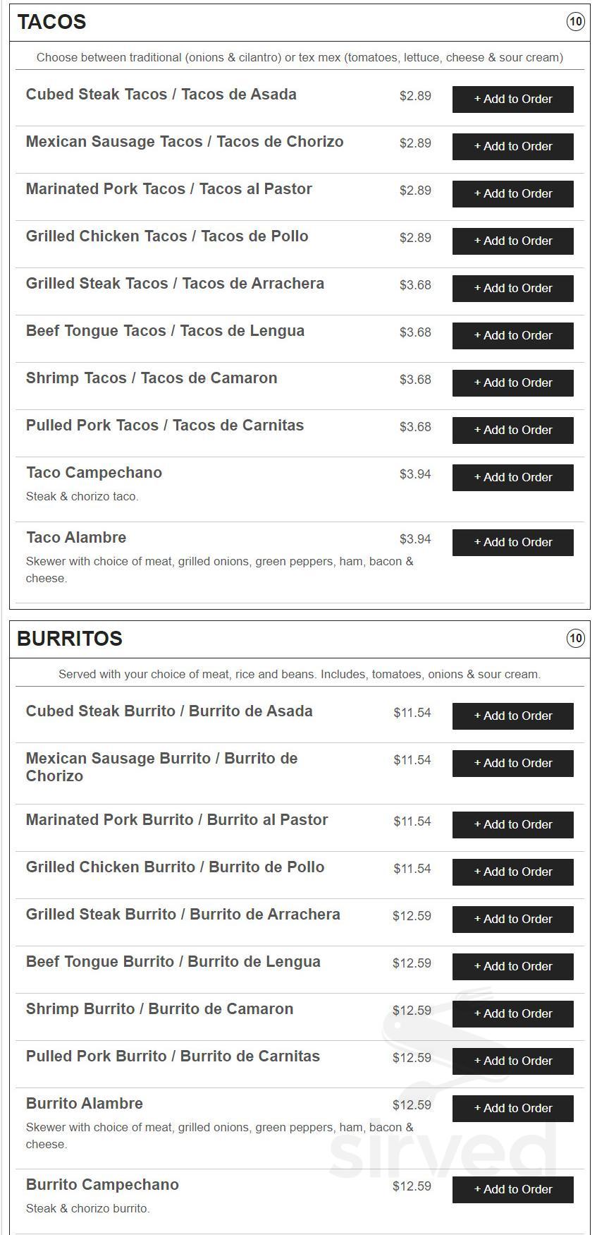 Picante Mexican Grill menu in Elkhart, Indiana, USA