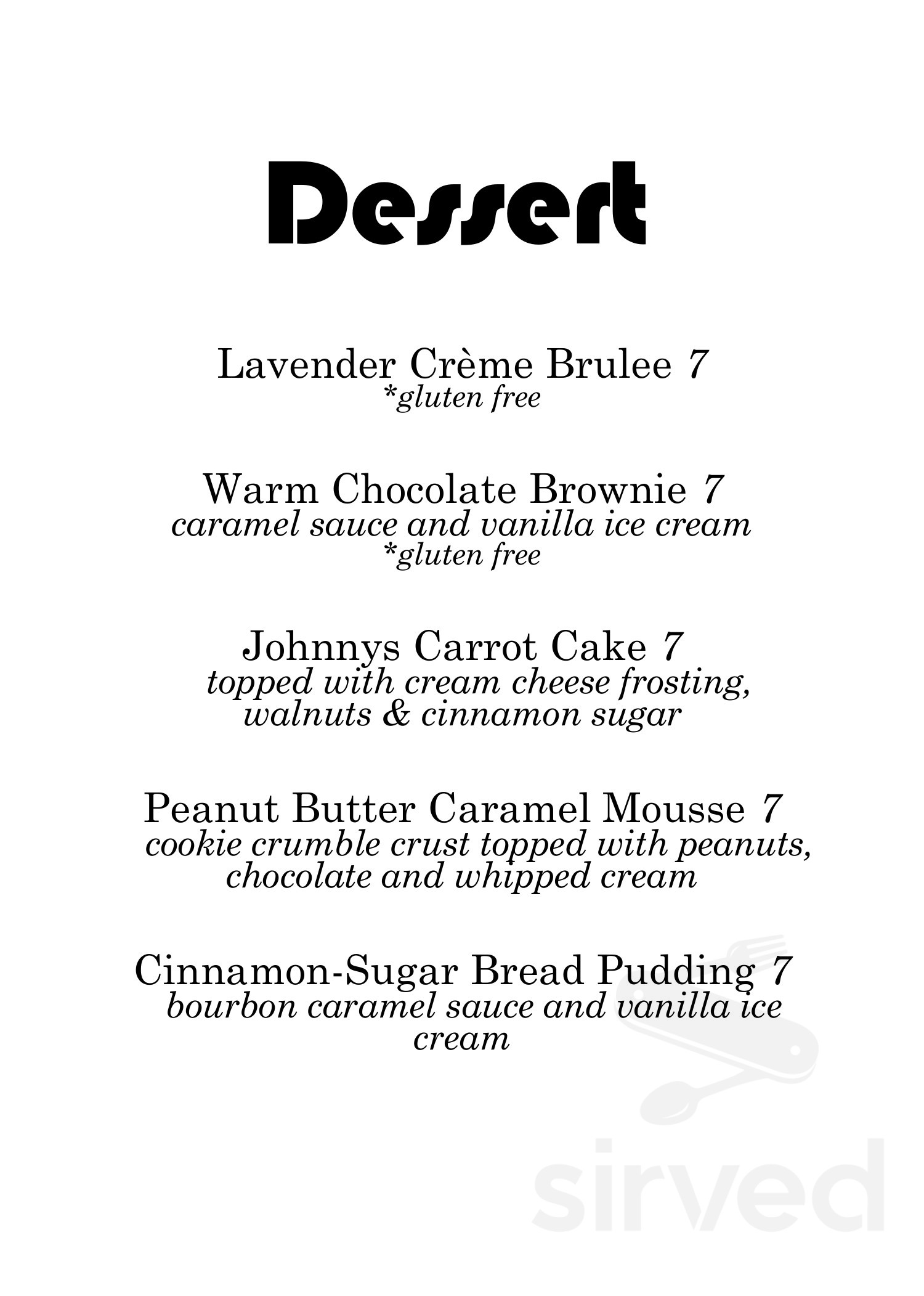 The Observatory menu in Portland, Oregon, USA