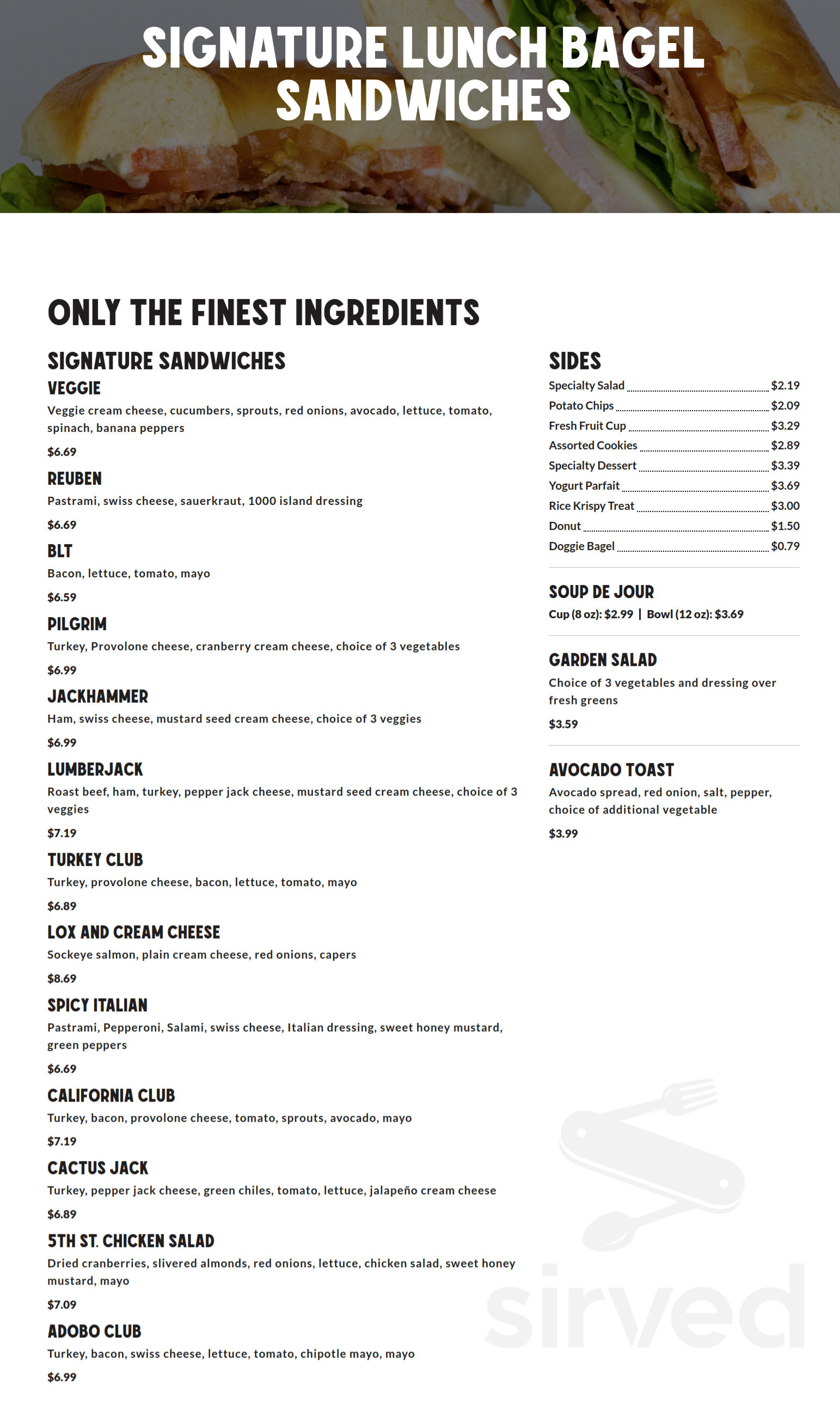 Fifth Street Bagelry menu in Pocatello, Idaho, USA