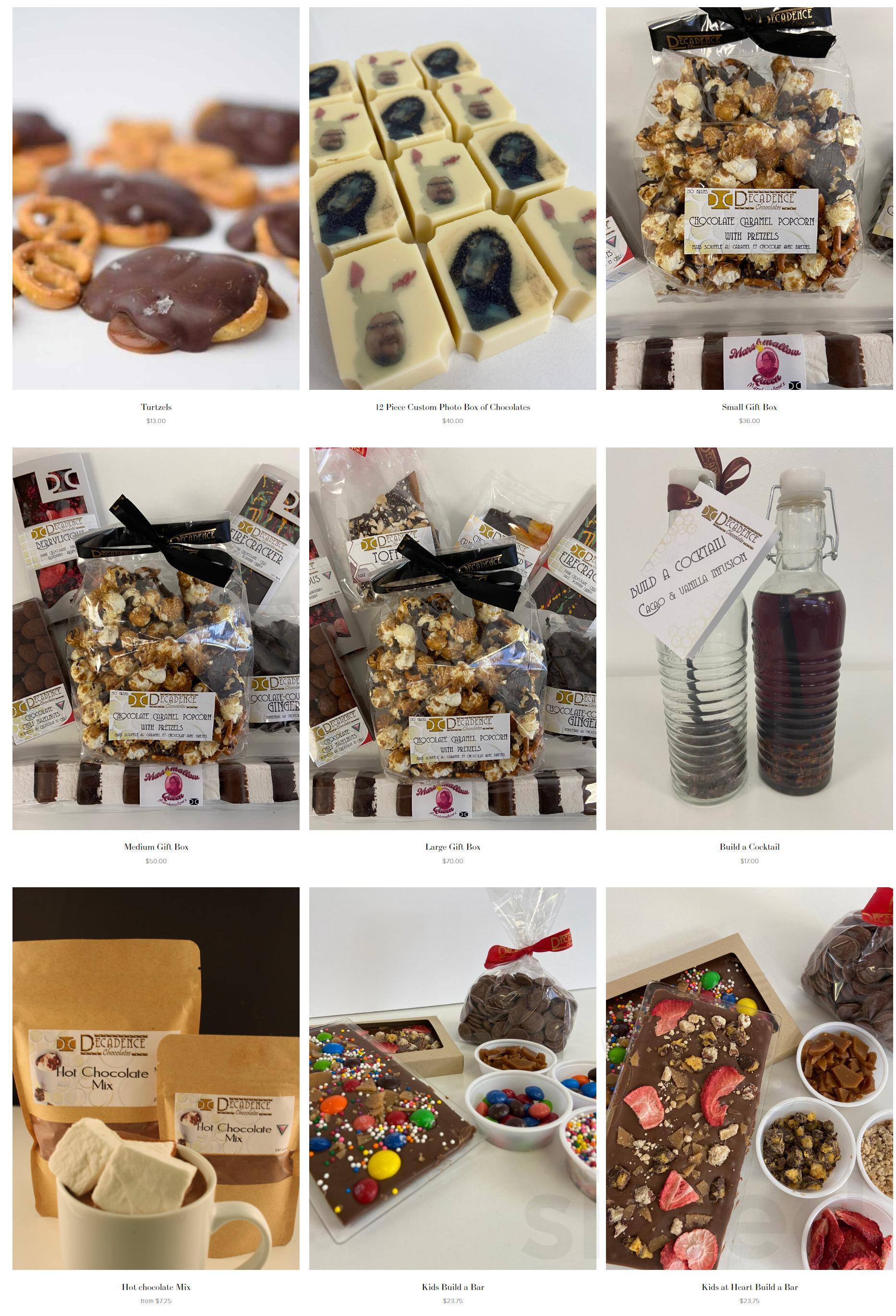 Menu for Decadence Chocolates in Winnipeg, MB | Sirved