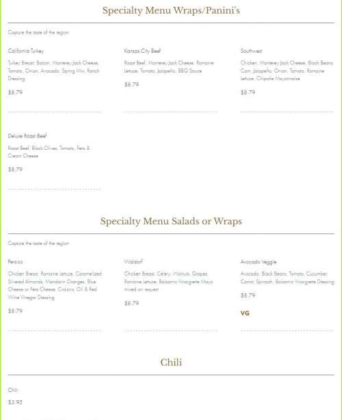 Froots menu in Hollywood, Florida, USA