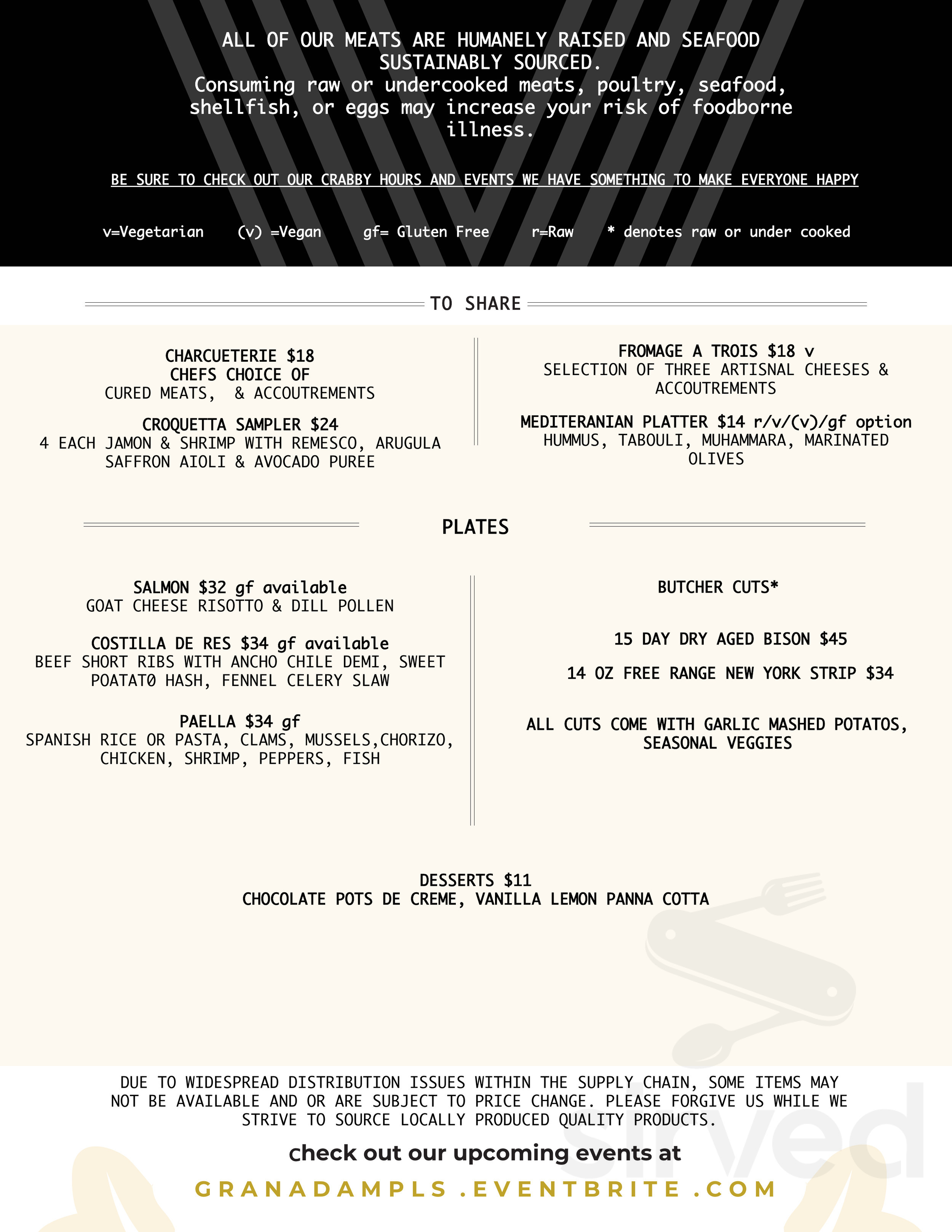 Granada Theater menus in Minneapolis, Minnesota, United States