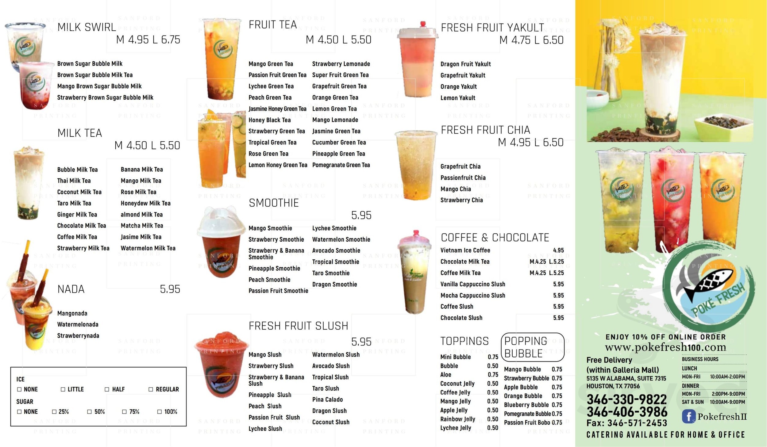 Poke Fresh menu in Houston, Texas, USA