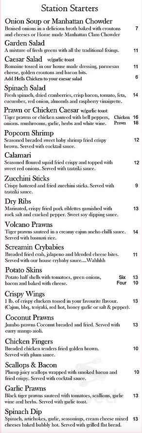 Mission Station Grill menus in Mission, British Columbia, Canada