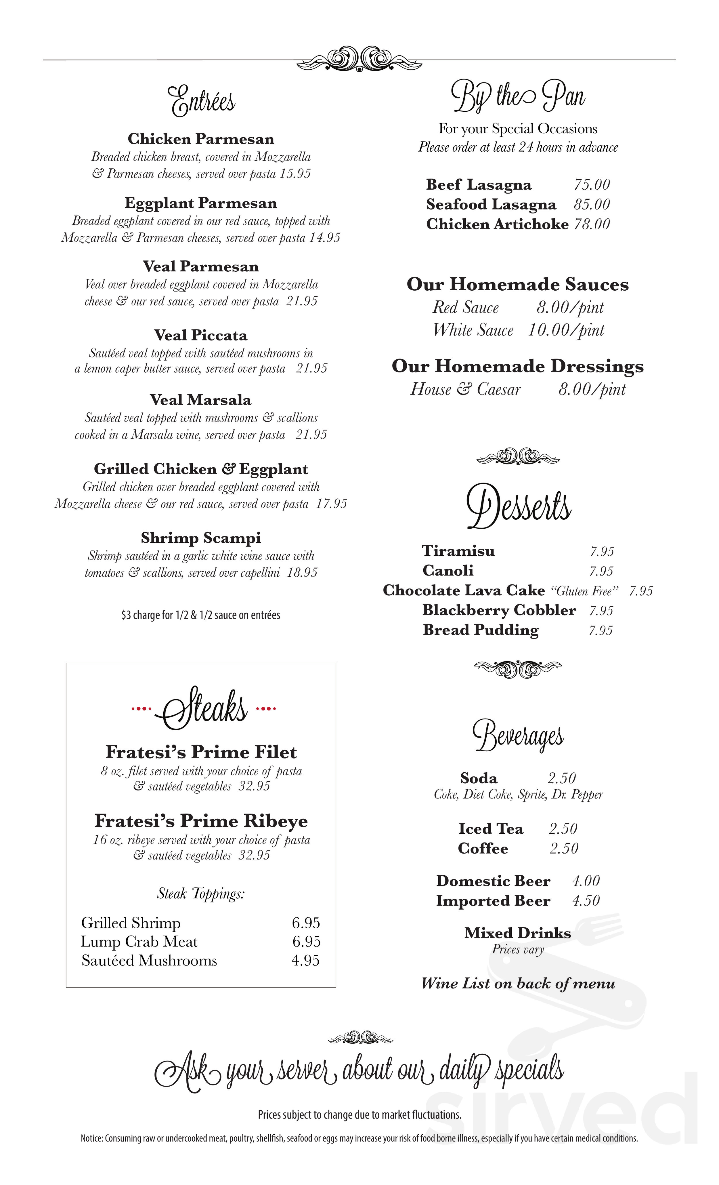 Fratesi's menus in Ridgeland, Mississippi, United States