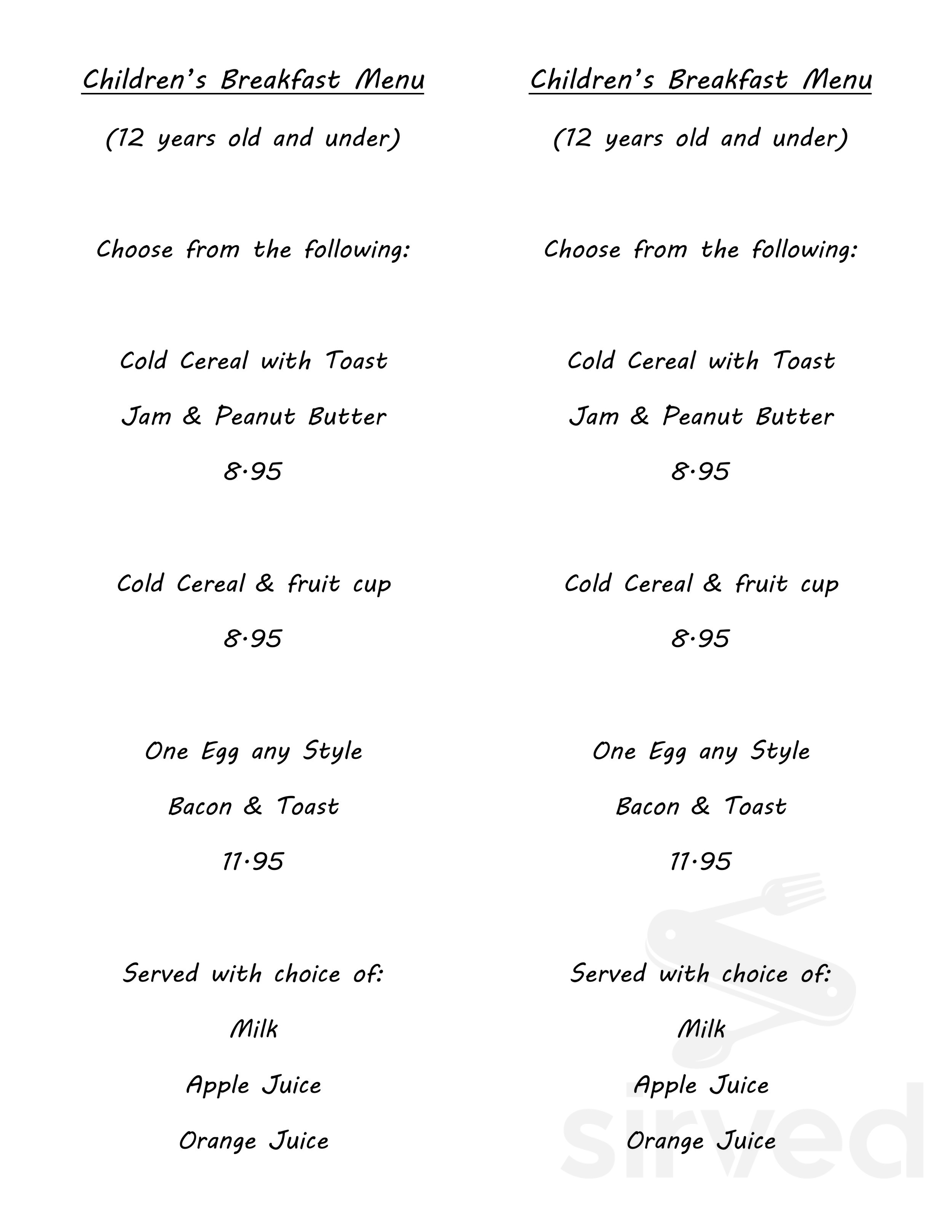 Menu - Jasper AB's Sunwapta Falls Rocky Mountain Lodge | Sirved