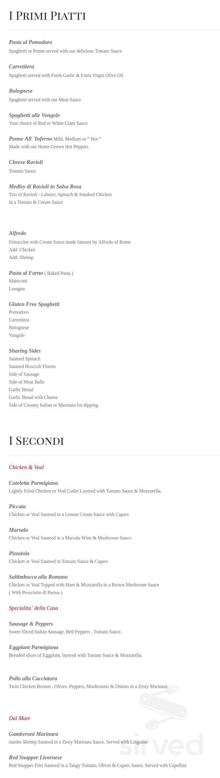 Menu for Vito's Ristorante & Pizzeria in Southern Pines, NC | Sirved