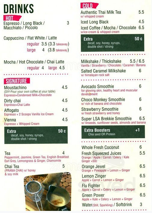 Moustache Café menu in Montréal, Quebec, Canada