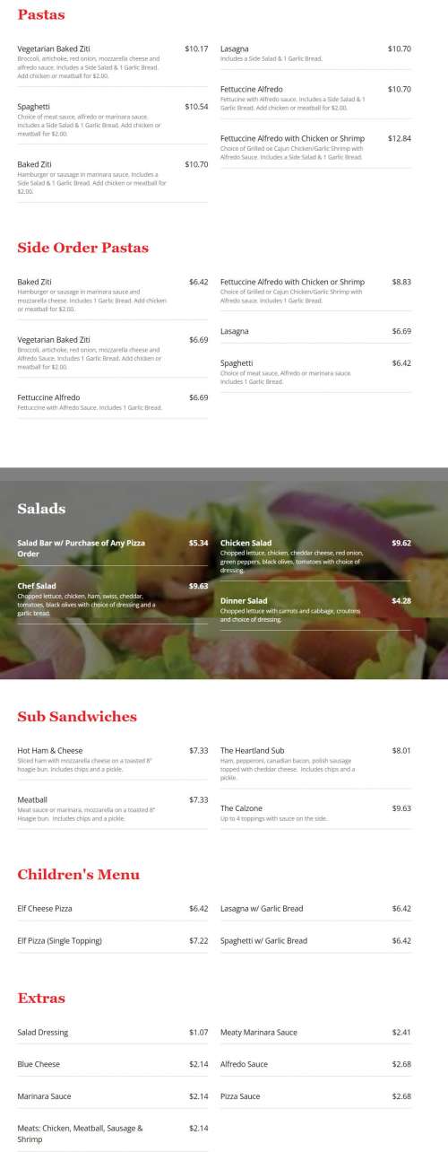 El Fredo Pizza menu in Sioux City, Iowa, USA