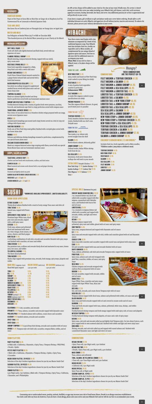 desaki Restaurant menu in Swiftwater, Pennsylvania, USA