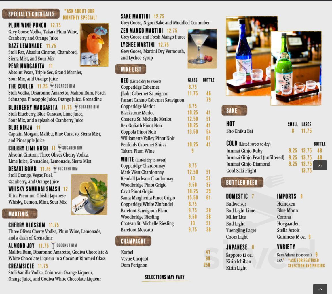 desaki Restaurant menu in Swiftwater, Pennsylvania, USA