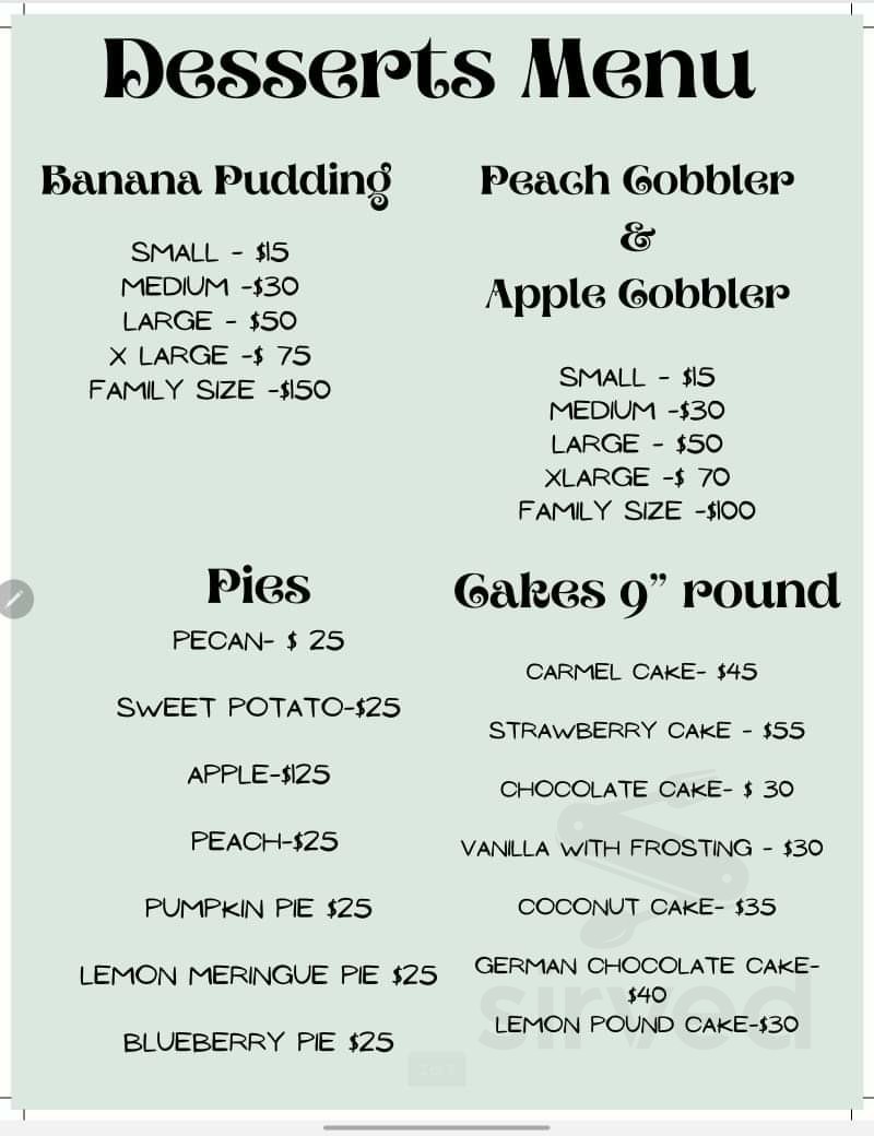 Southern Delights Restaurant menus in Phoenix, Arizona, United States