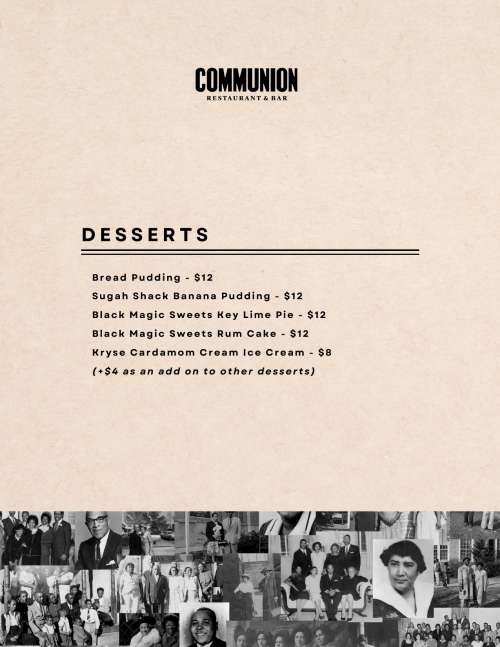 COMMUNION Restaurant & Bar menu in Seattle, Washington, USA