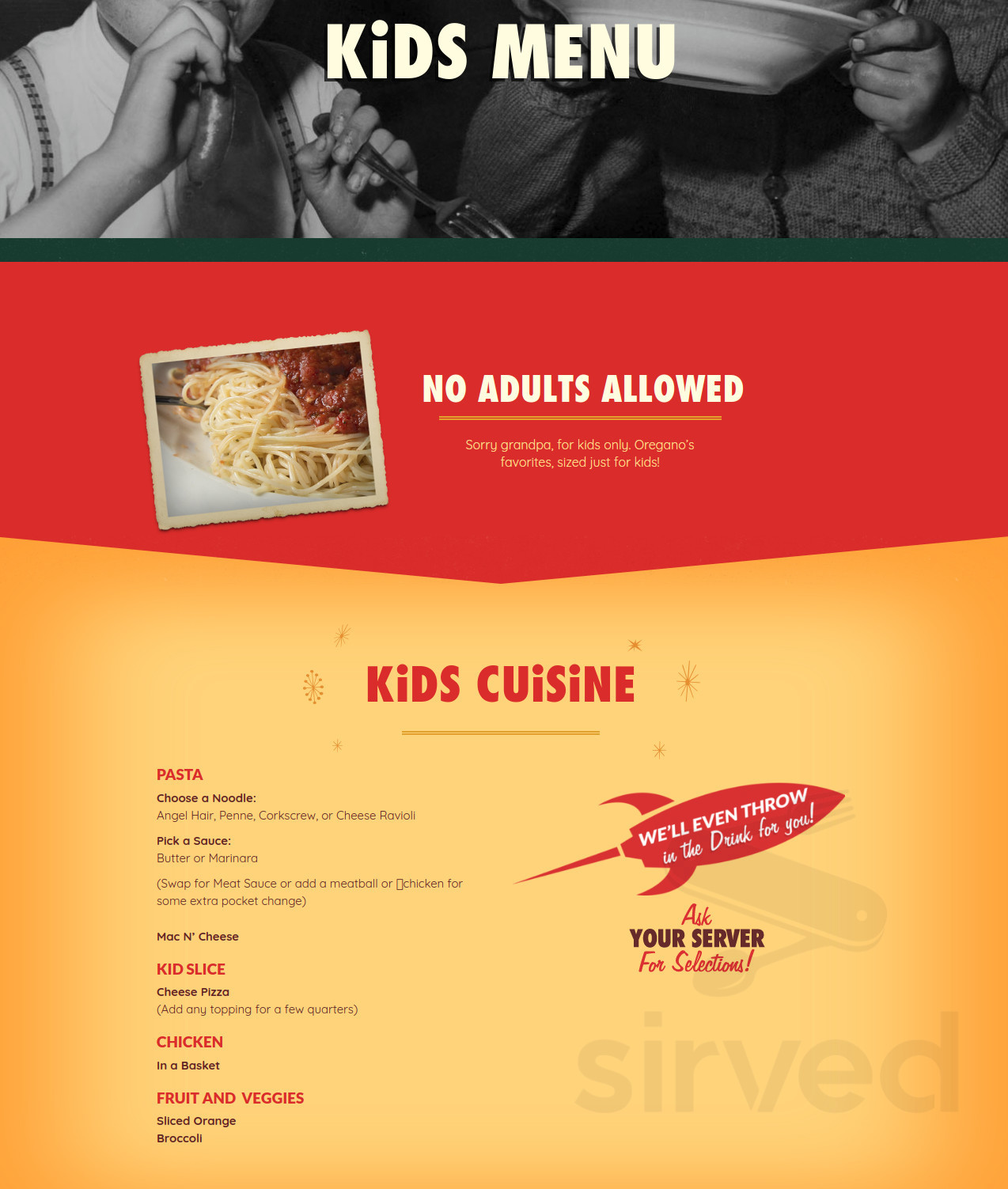 Oregano's Menu - Glendale, Arizona | Sirved