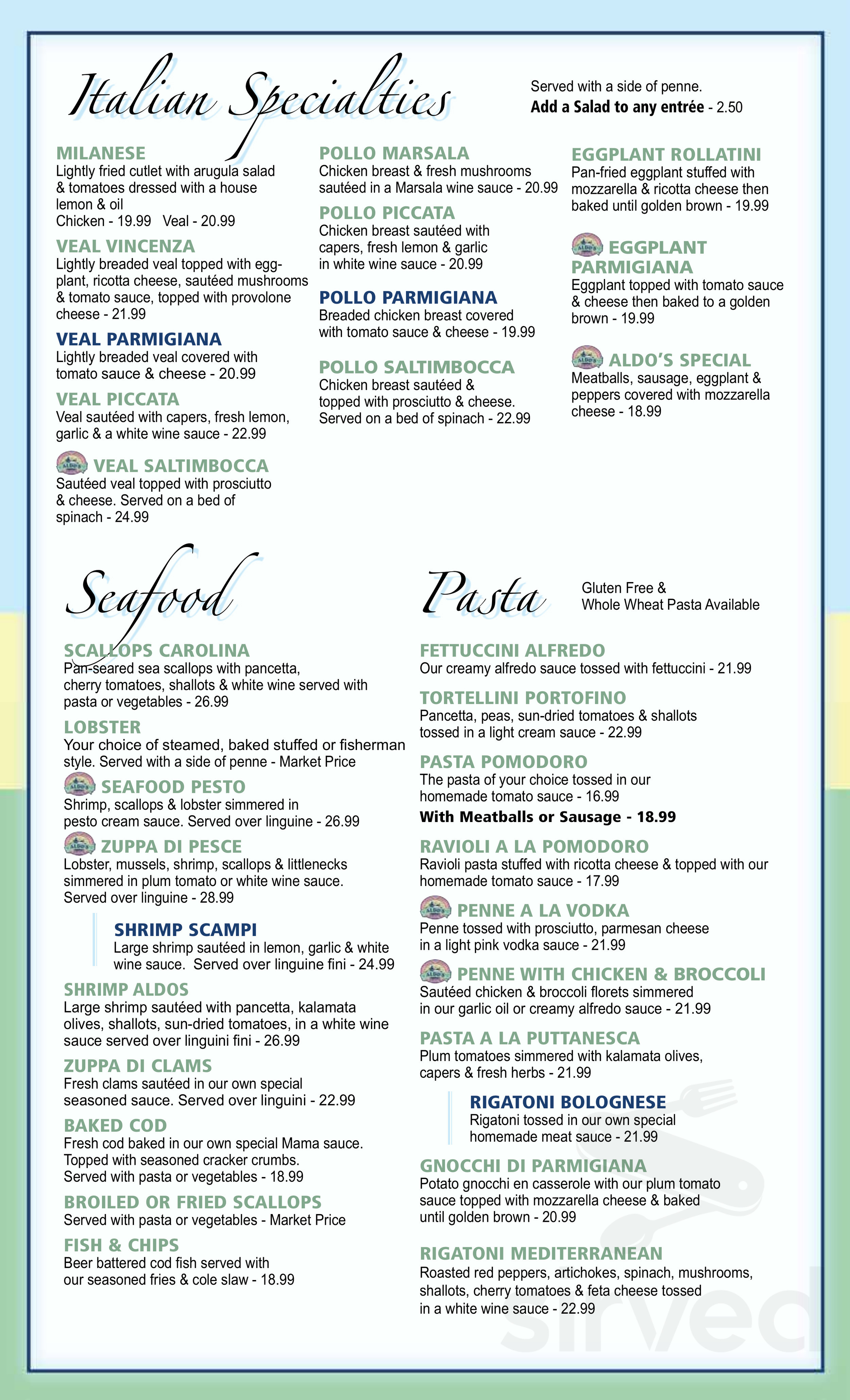 Aldo's Restaurant menu in New Shoreham, Rhode Island, USA