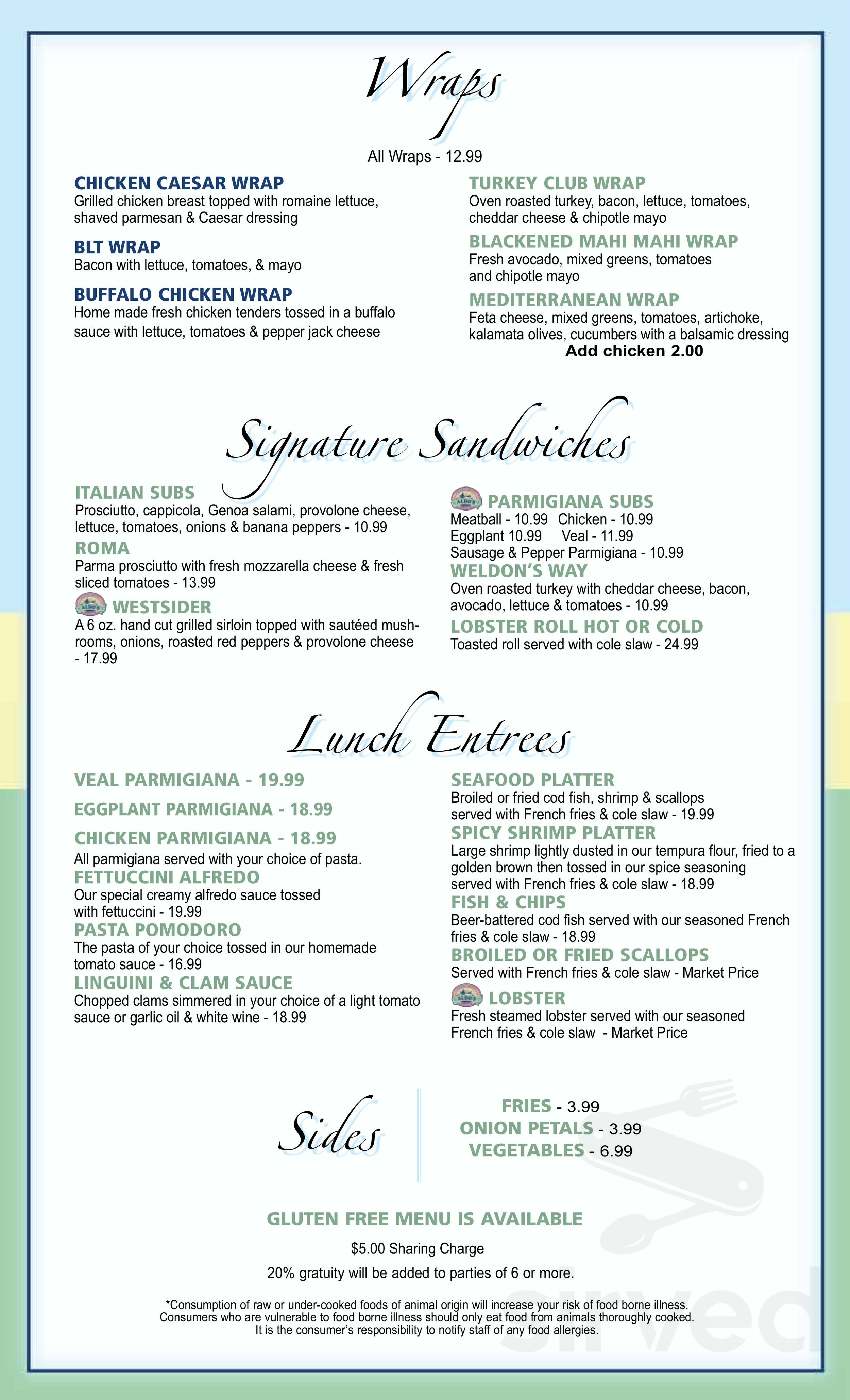 Aldo's Restaurant menu in New Shoreham, Rhode Island, USA