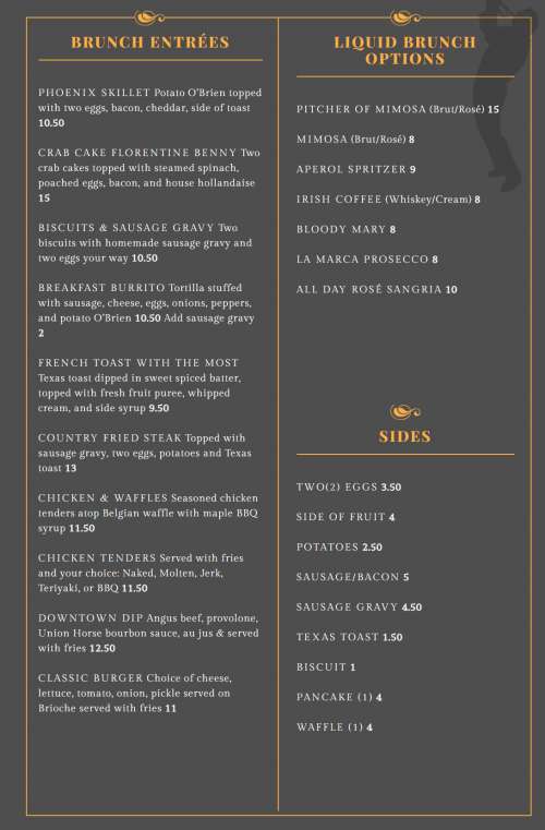 The Phoenix menu in Kansas City, Missouri, USA