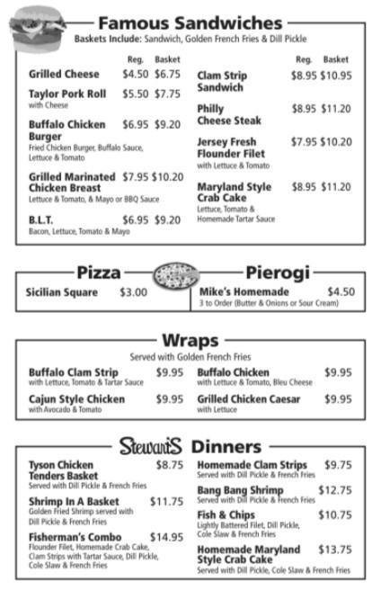 Stewart's Root Beer menu in Point Pleasant Beach, New Jersey, USA