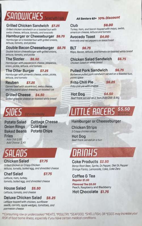 Otter Cove Diner & Gift Shop menu in Miami, Oklahoma, USA
