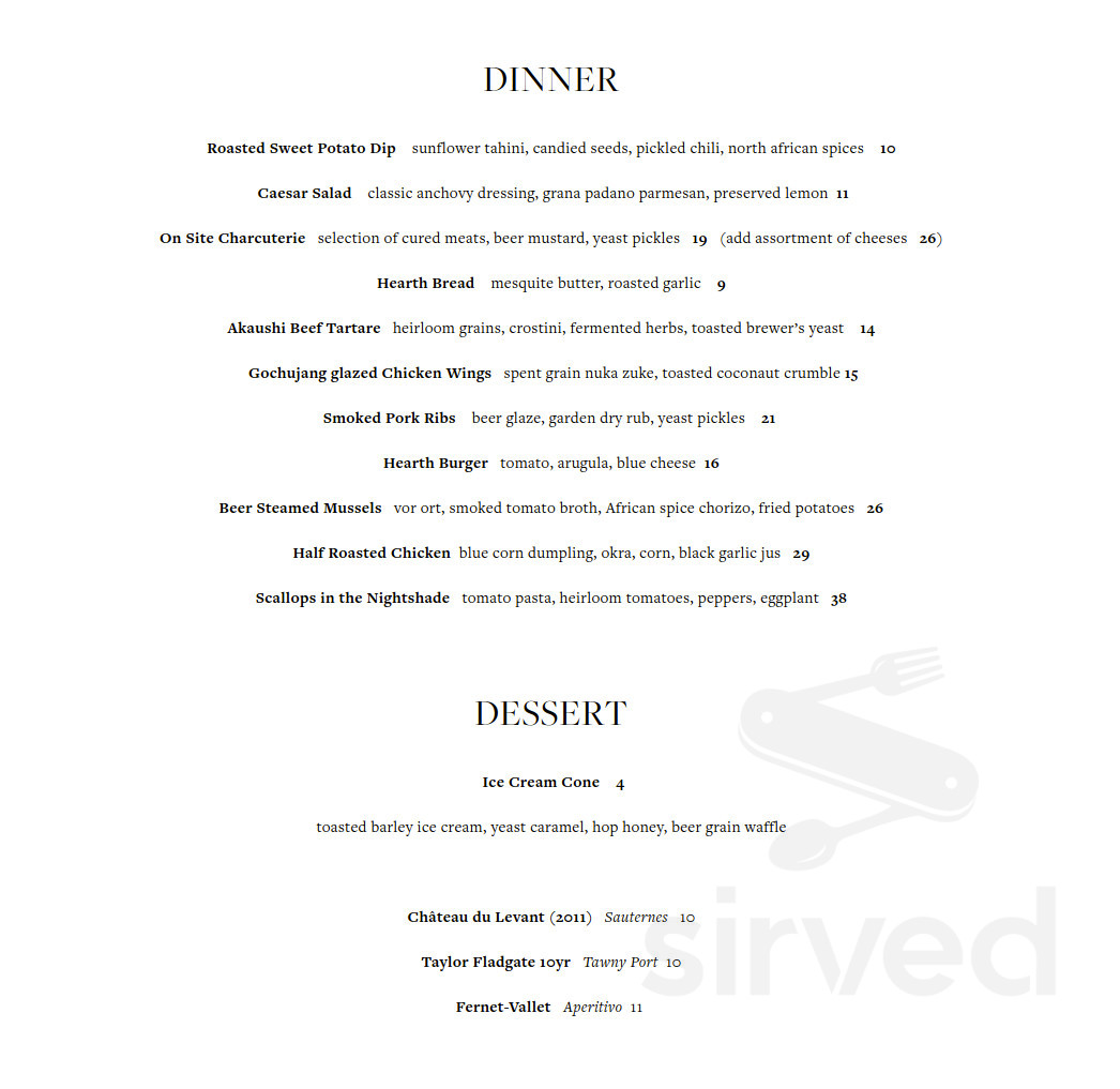 Menu - Austin TX's The Brewer's Table | Sirved