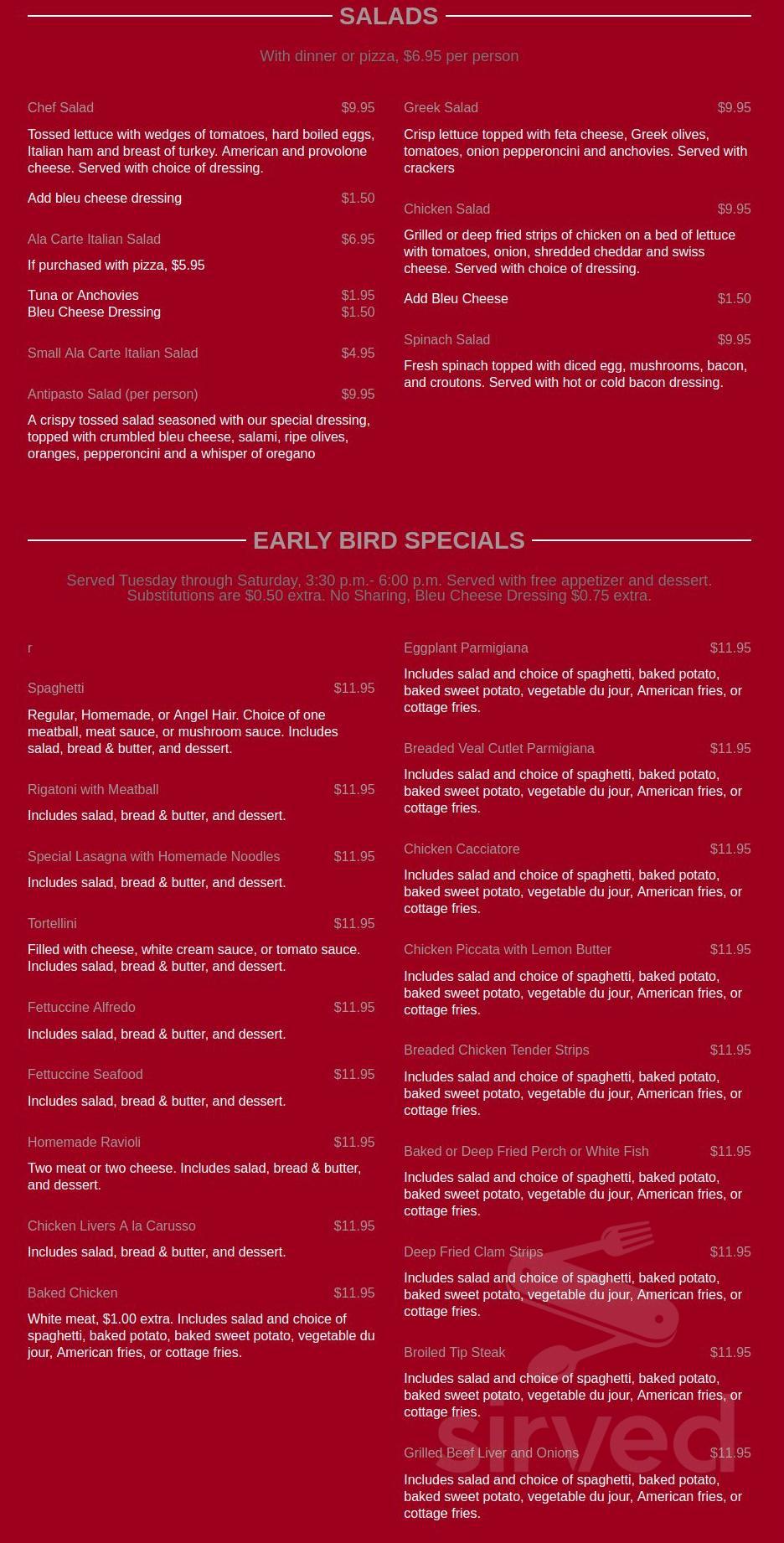 TAT Ristorante Di Famiglia menu in Columbus, Ohio, USA