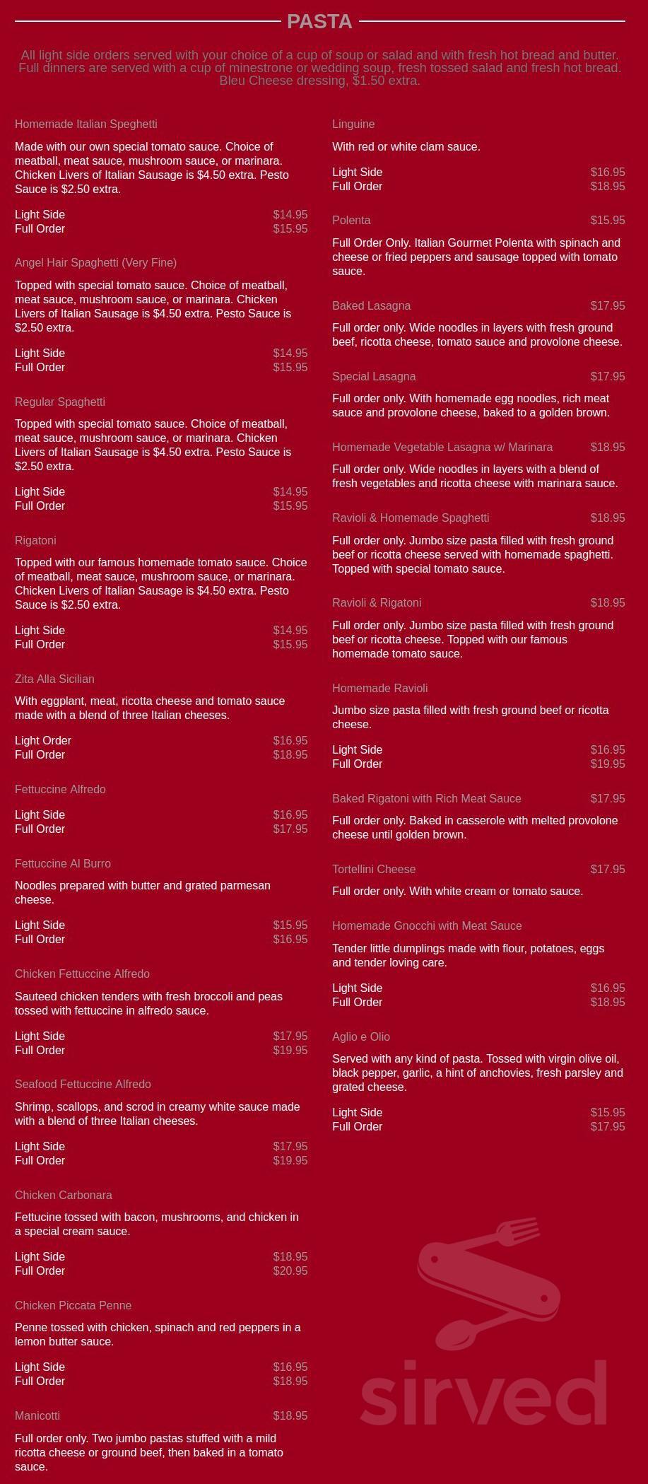 TAT Ristorante Di Famiglia menu in Columbus, Ohio, USA