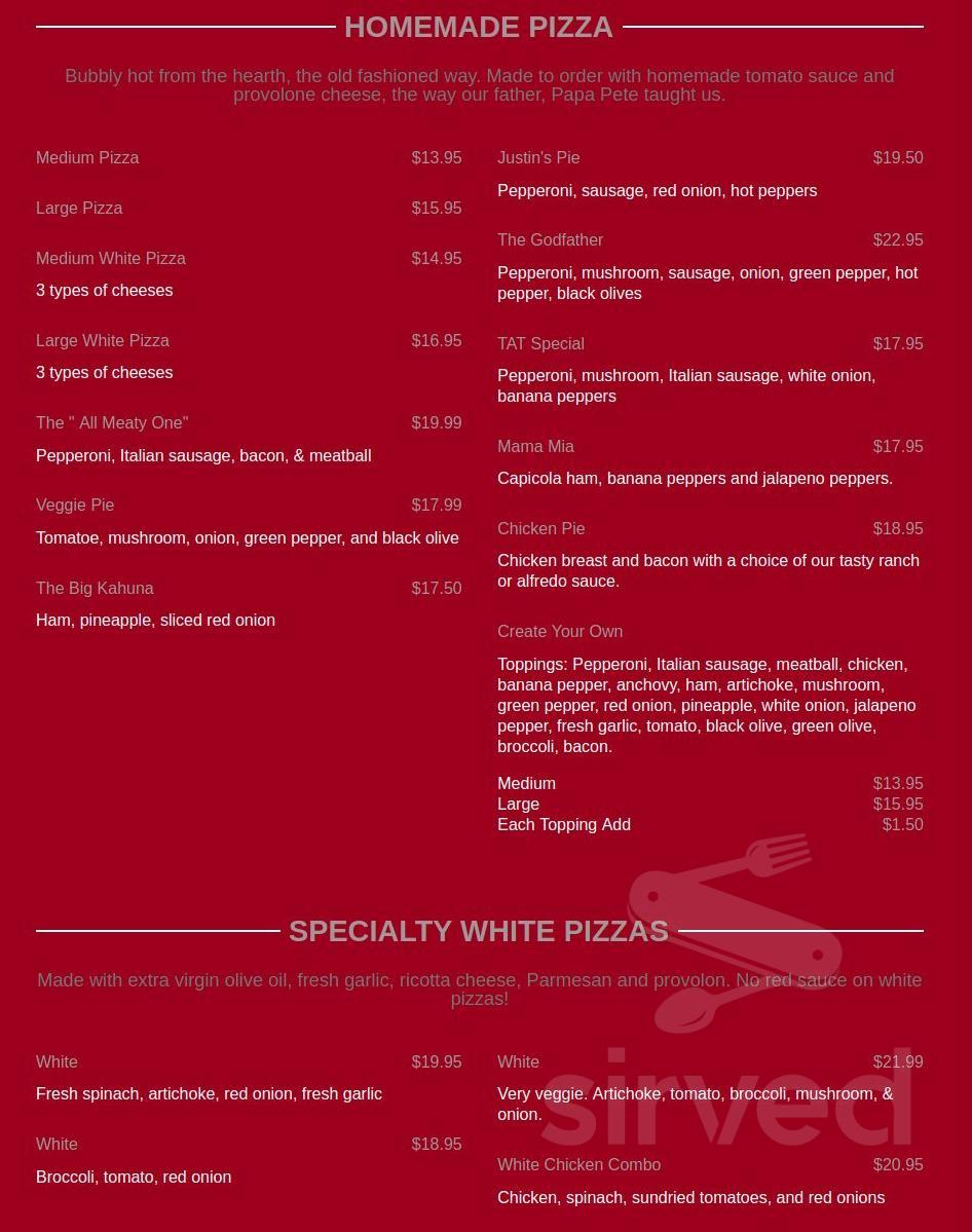 TAT Ristorante Di Famiglia menu in Columbus, Ohio, USA