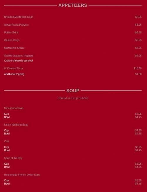 TAT Ristorante Di Famiglia menu in Columbus, Ohio, USA