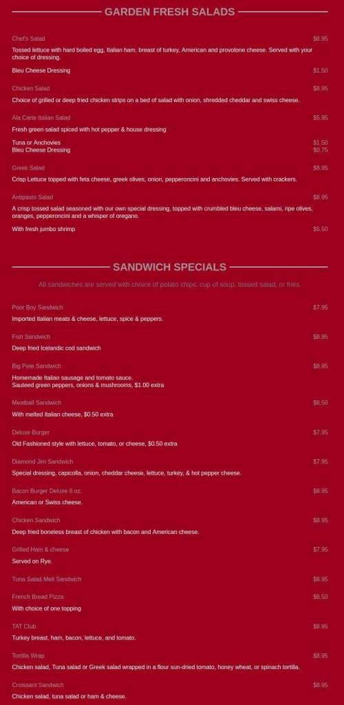 TAT Ristorante Di Famiglia menu in Columbus, Ohio, USA