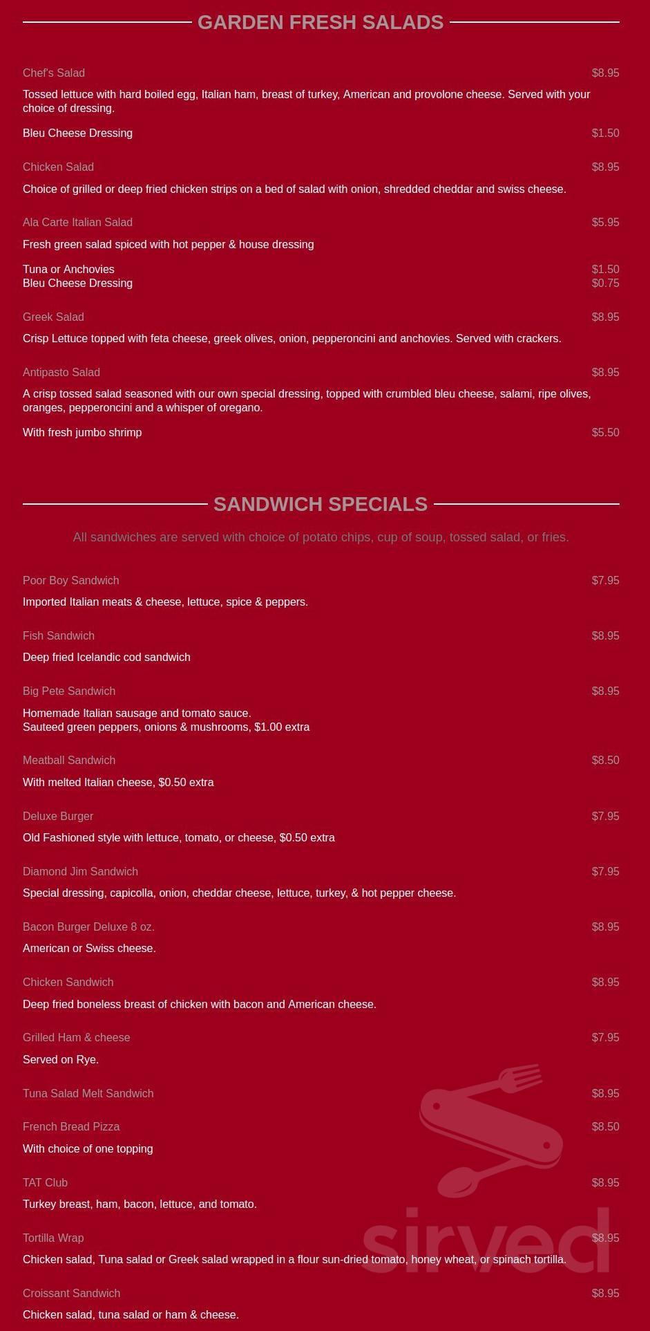 TAT Ristorante Di Famiglia menu in Columbus, Ohio, USA