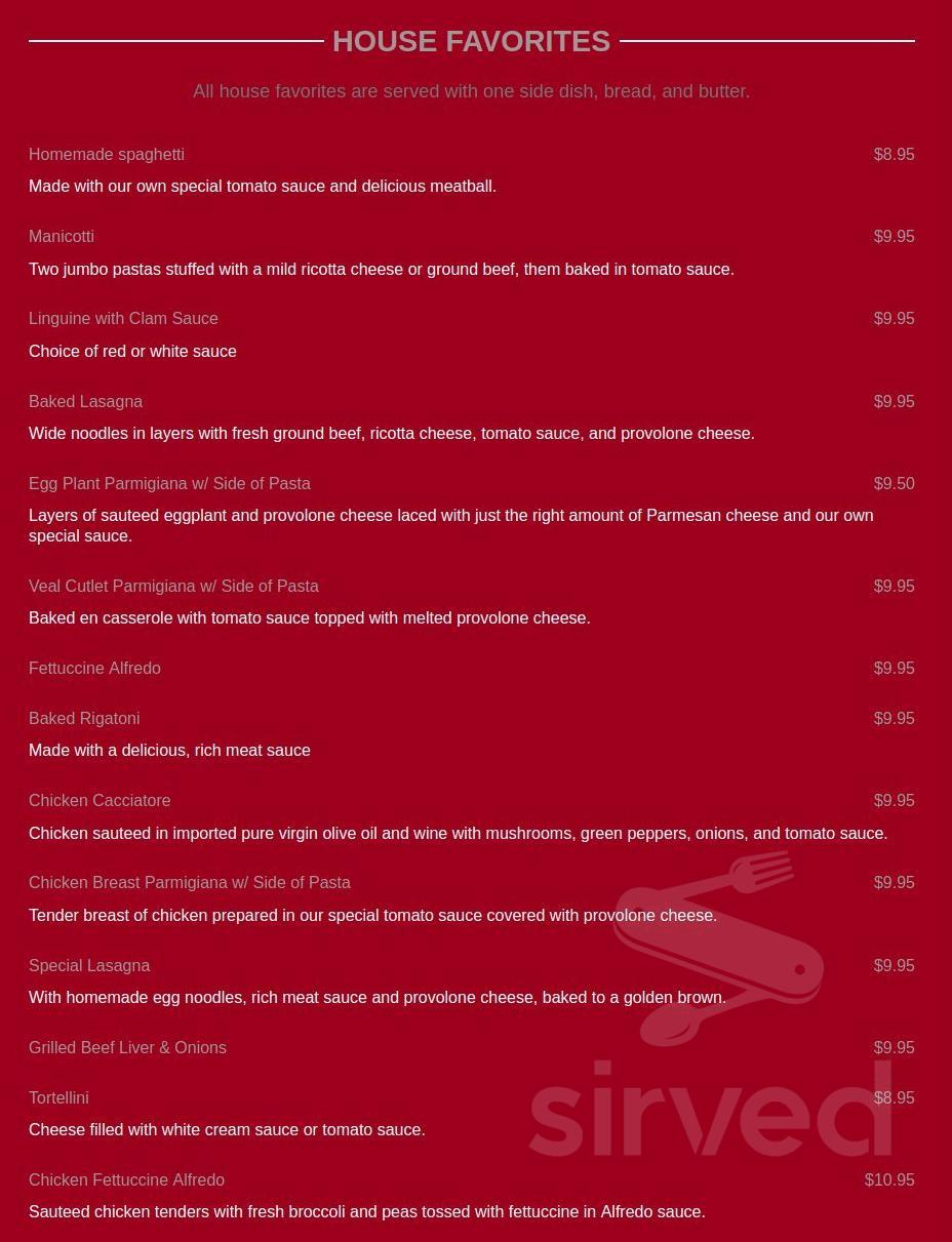 TAT Ristorante Di Famiglia menu in Columbus, Ohio, USA