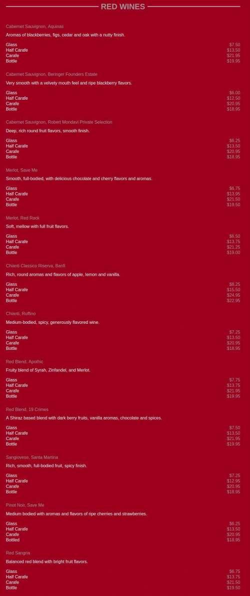 TAT Ristorante Di Famiglia menu in Columbus, Ohio, USA