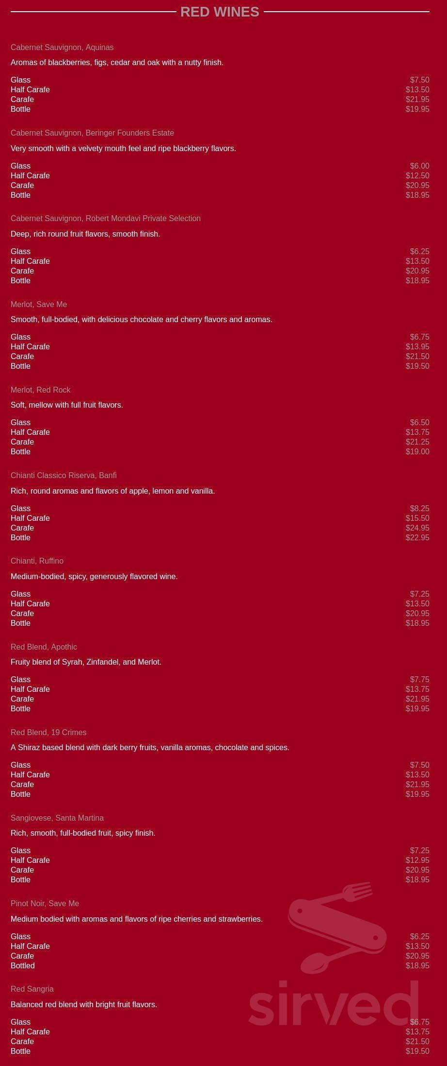 TAT Ristorante Di Famiglia menu in Columbus, Ohio, USA