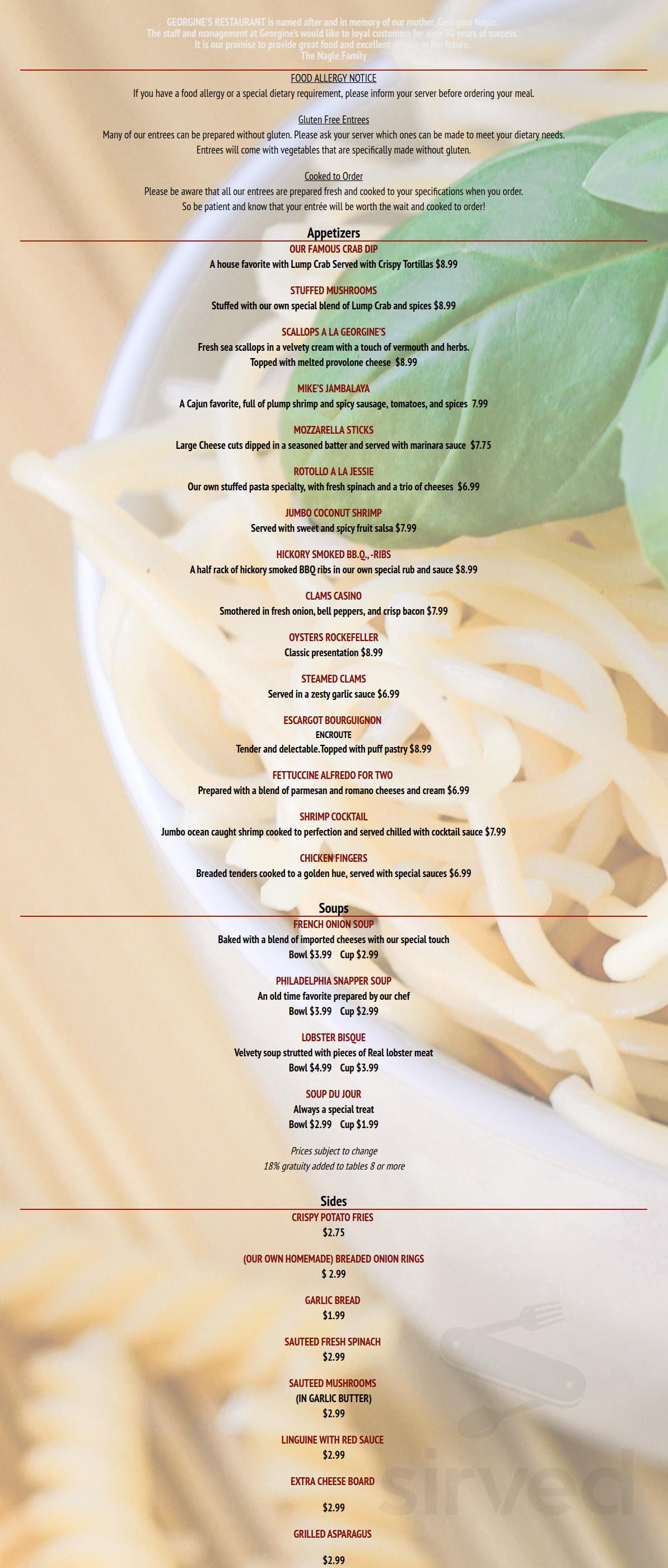 Georgine's menus in Bristol, Pennsylvania, United States
