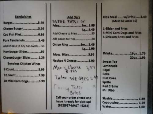 Main Street Meats menu in New Pekin, Indiana, USA