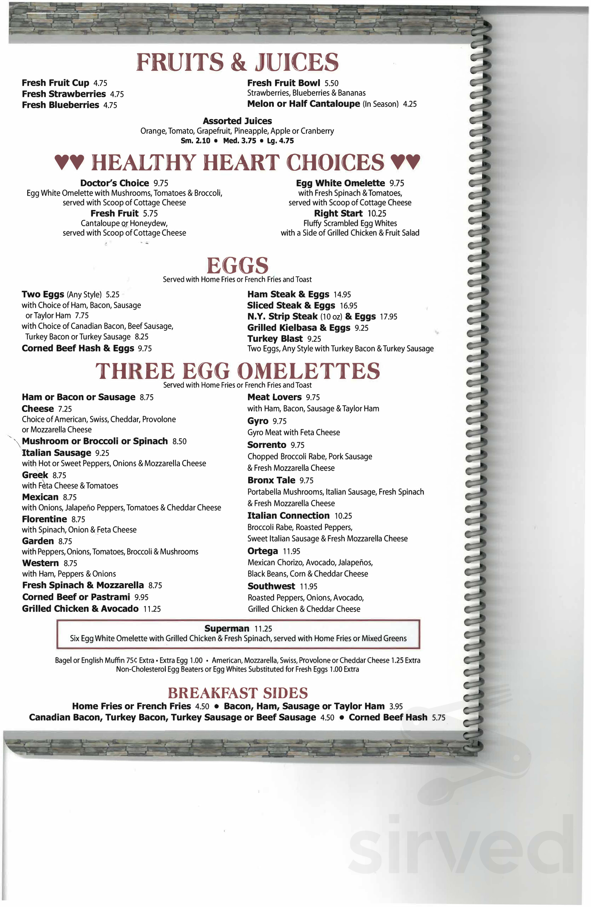 Elmwood Park Diner menu in Elmwood Park, New Jersey, USA