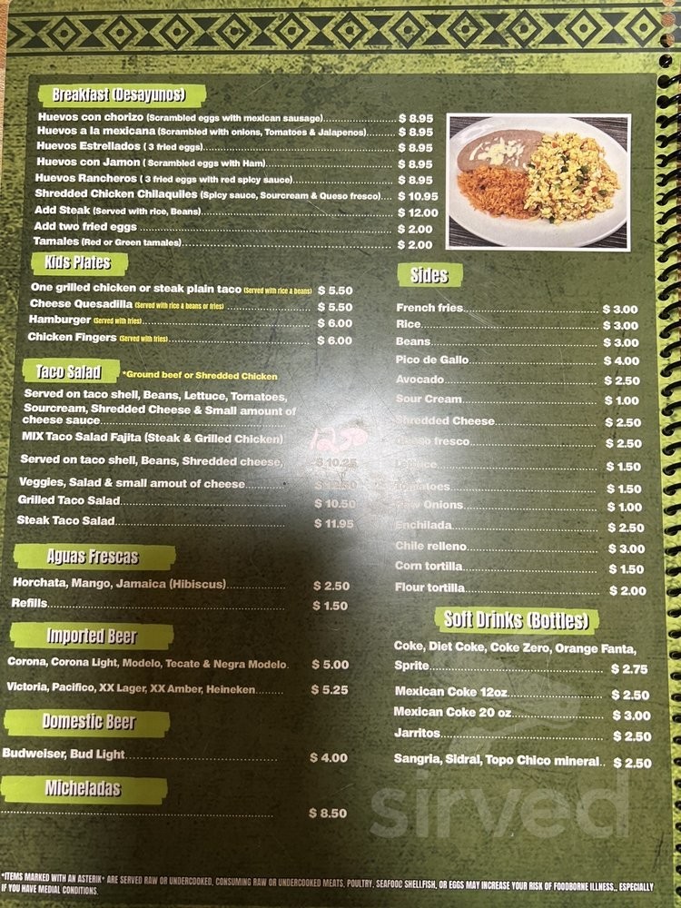 El Dorado menu in Duluth, Georgia, USA