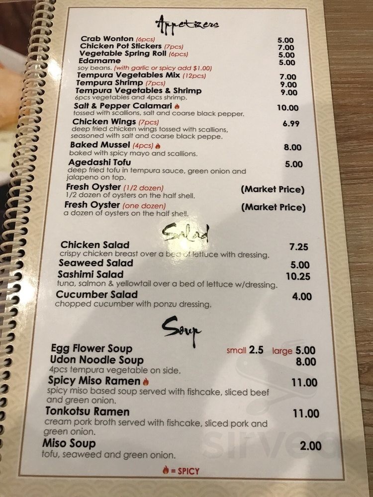 Yamamori Japanese Restaurant menu in Dinuba, California, USA