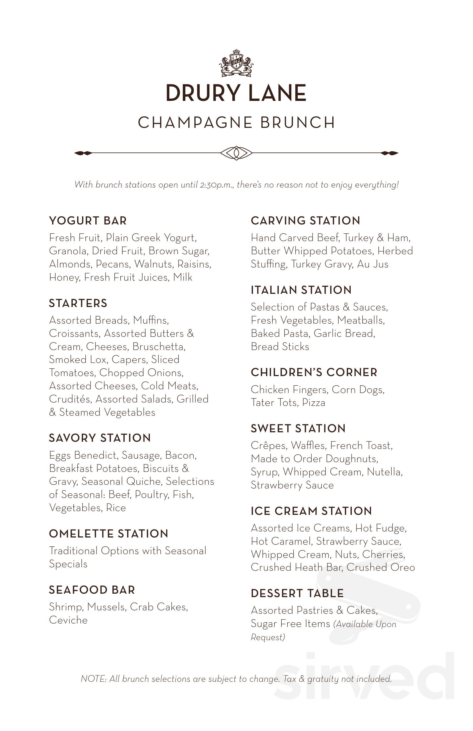 Lucille Restaurant At Drury Lane menu in Oakbrook Terrace, Illinois, USA