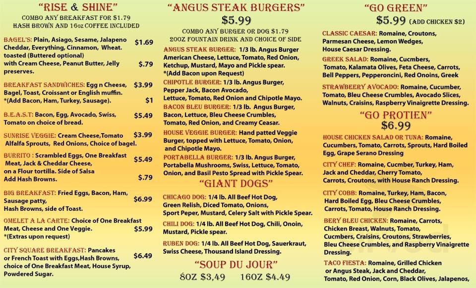 Menu - Phoenix AZ's City Square Deli & Grill | Sirved