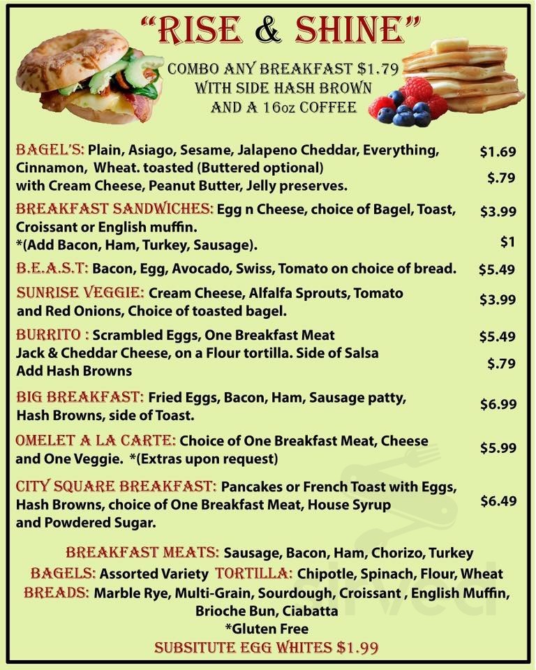 City Square Deli & Grill menu in Phoenix, Arizona, USA