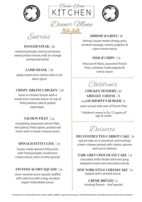 Fowler House Mansion menu in Lafayette, Indiana, USA