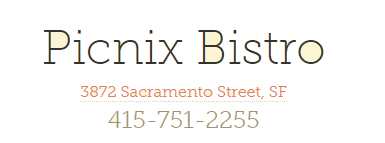 Menu for Picnix Bistro & Carry Out in San Francisco, CA | Sirved
