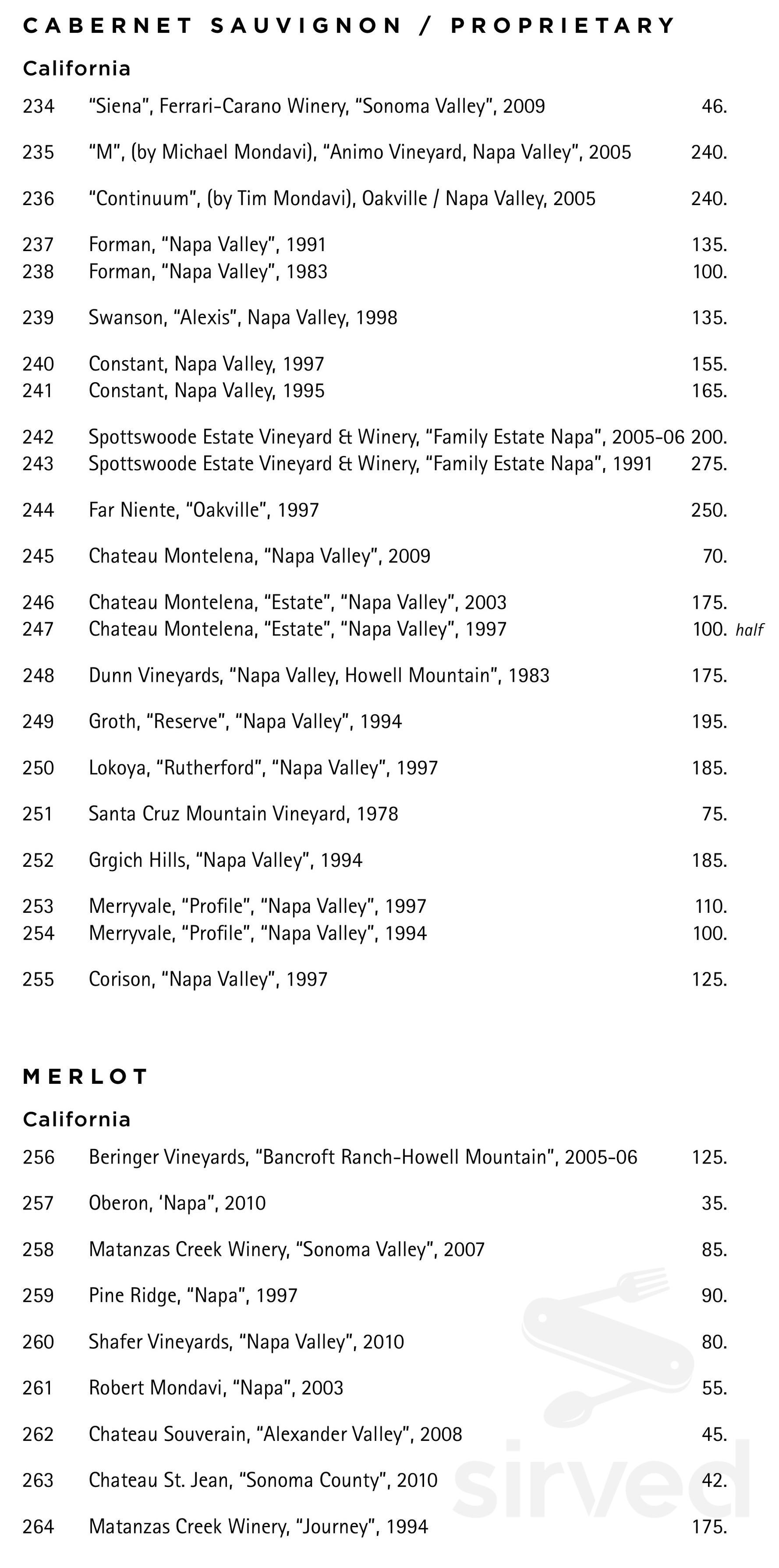 Anthony's Pier 4 Cafe menus in Swampscott, Massachusetts, United States