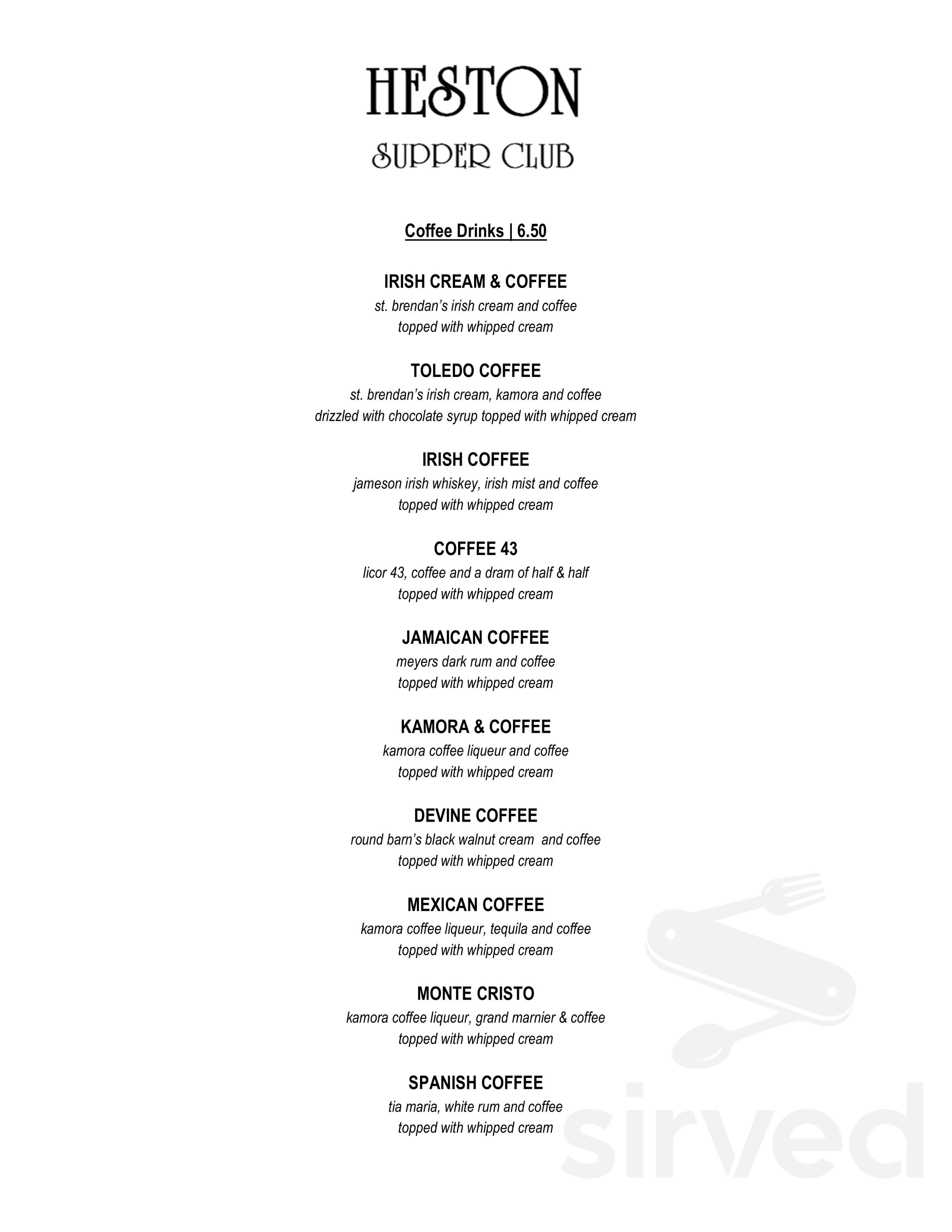 Heston Supper Club menus in La Porte, Indiana, United States