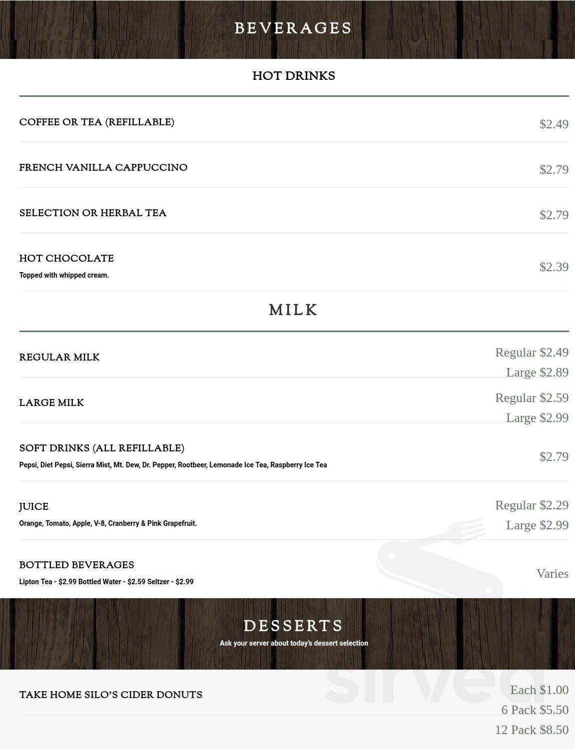 Silo Restaurant & Gift Shop menu in Queensbury, New York, USA